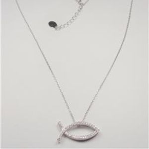 Jewelry | Nautical Sparkling Stones Fish Symbol Necklace | Poshmark